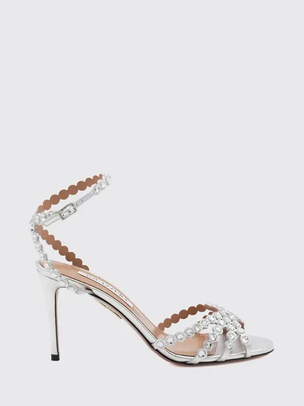 AQUAZZURA Tequila Crystal-embellished Laminated Nappa High-heeled Sandals