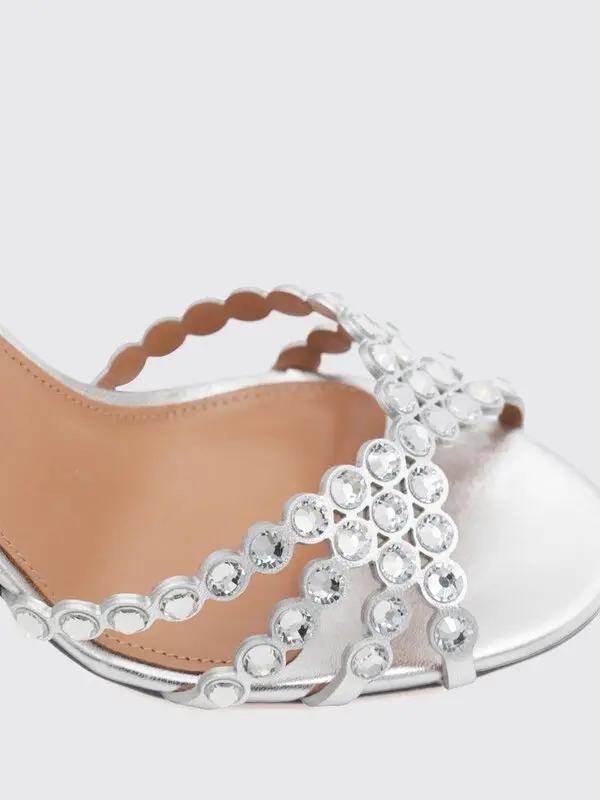 AQUAZZURA Tequila Crystal-embellished Laminated Nappa High-heeled Sandals
