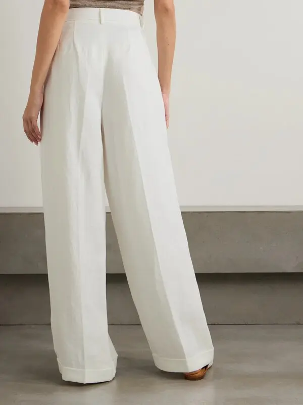 TOD'S Pleated Linen Wide-leg Pants