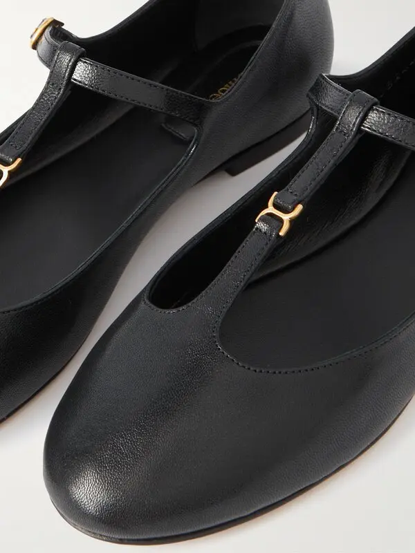 Chloé Marcie Embellished Leather Ballet Flats - Black