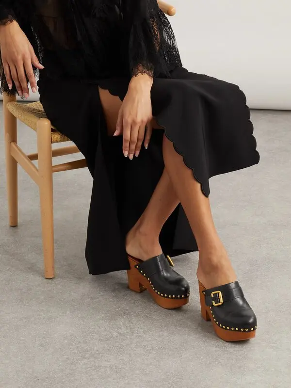 Chloé - Chloé Jeanette Studded Platform Clogs