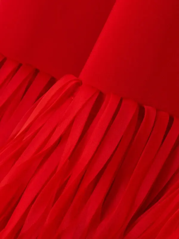 Stella McCartney Fringed Organza-trimmed Crepe Midi Dress