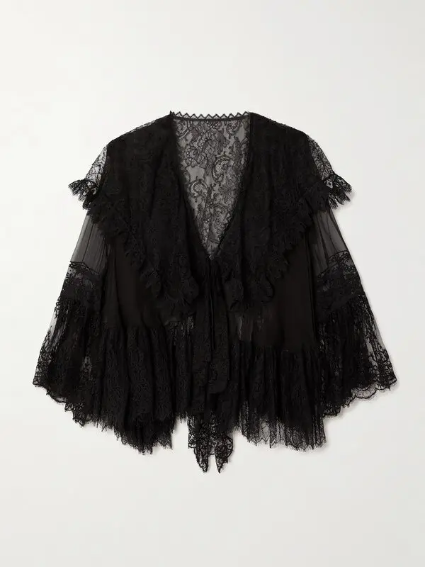 Chloé Lace-trimmed Embroidered Silk-chiffon Blouse