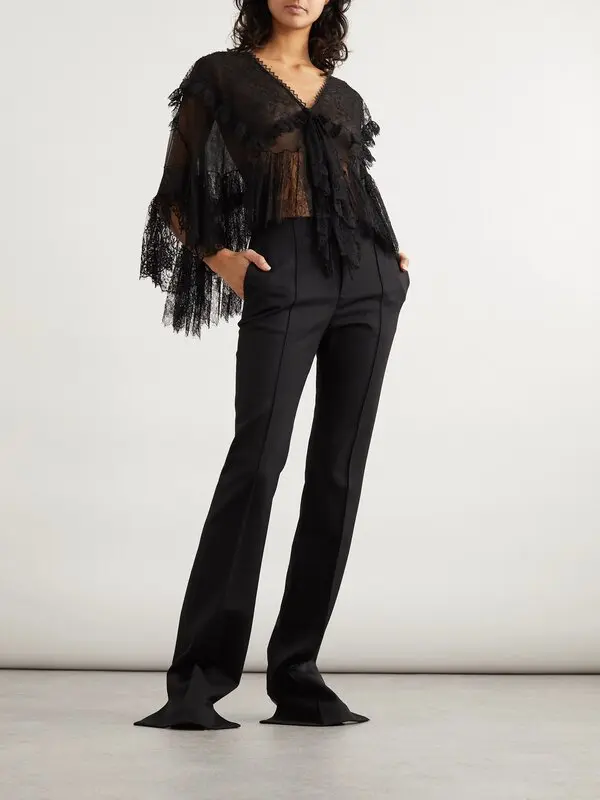 Chloé Lace-trimmed Embroidered Silk-chiffon Blouse