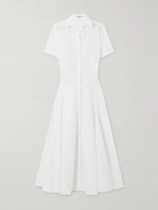 Victoria Beckham Paneled Cotton-poplin Midi Shirt Dress