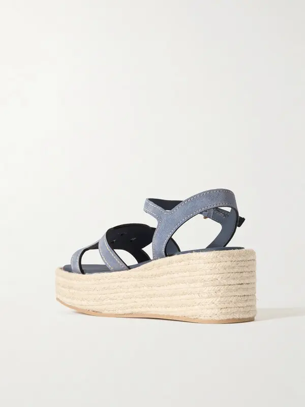 TOD'S Kate Cutout Suede Wedge Sandals