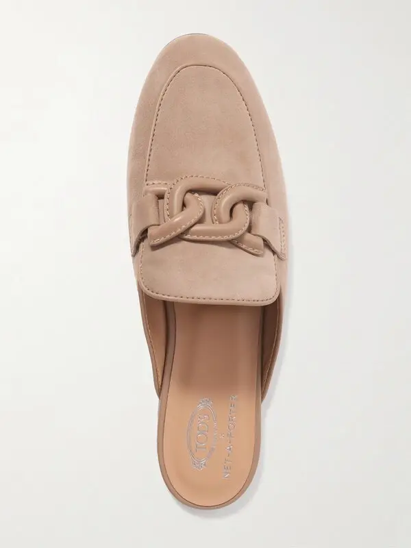 TOD'S Embellished Leather Slippers