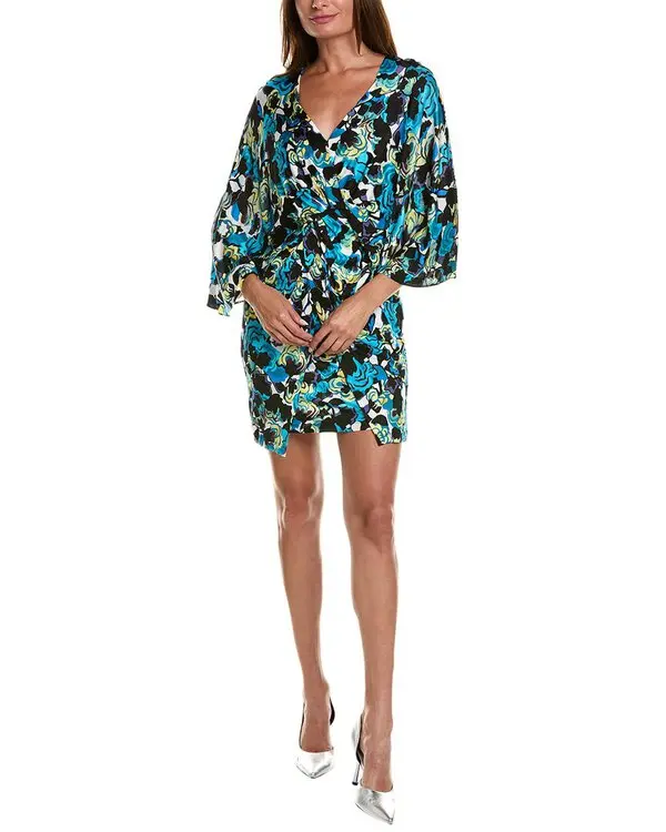 green emerald velvet dress Sea New York Multi Emmeline Print Long Sleeve Mini Tiered Dress Multi / S main image 0