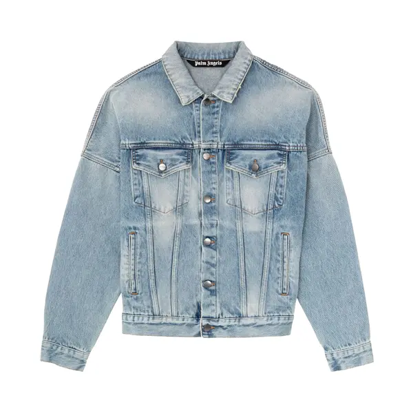 Palm Angels Denim Jacket With Logo - Blue