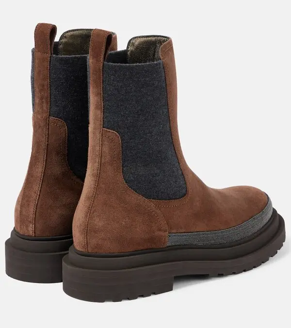 Brunello Cucinelli Monili Suede Chelsea Boots
