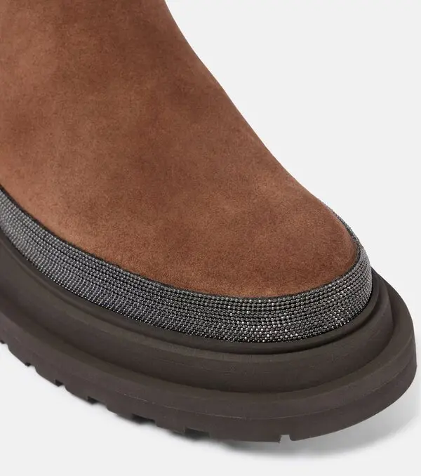 Brunello Cucinelli Monili Suede Chelsea Boots