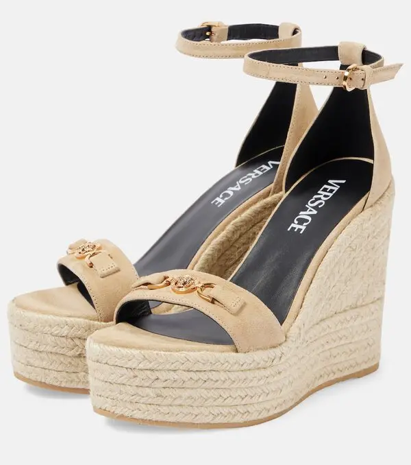 Versace Medusa '95 Leather Wedge Sandals - Neutrals