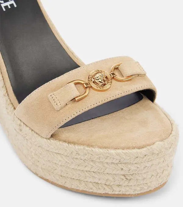 Versace Medusa '95 Leather Wedge Sandals - Neutrals