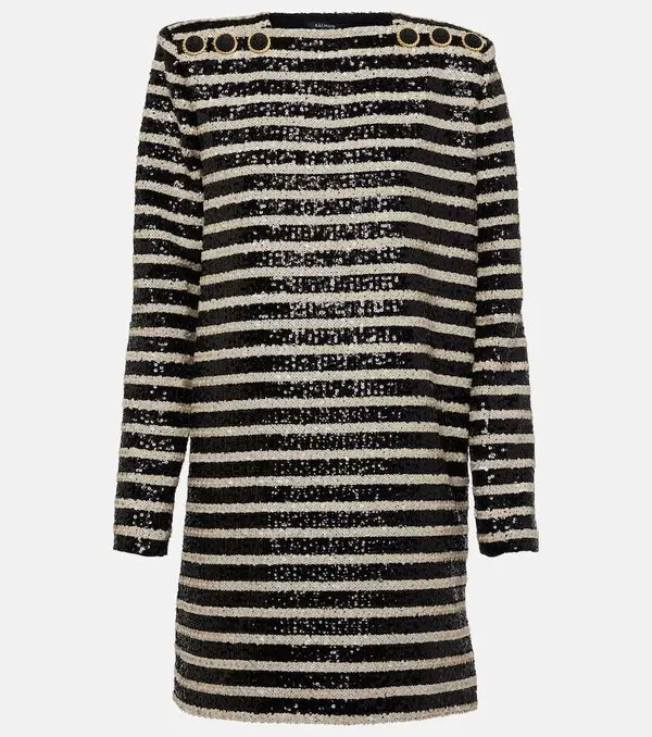 Balmain Sequined Striped Minidress