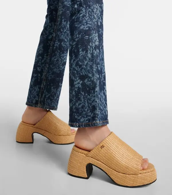 GANNI Butterfly Raffia Platform Mules