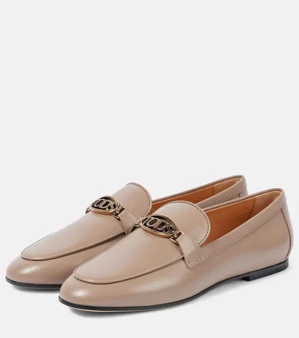 TOD'S Logo Leather Loafers