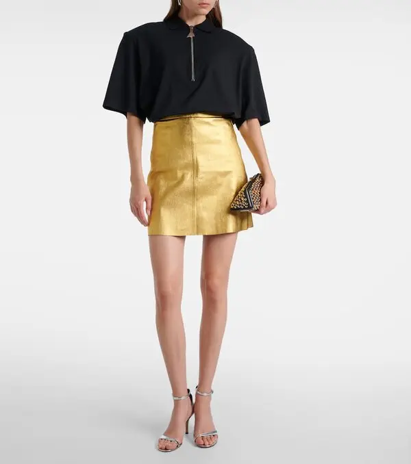 Stouls Lucie 22 Leather Miniskirt - Gold