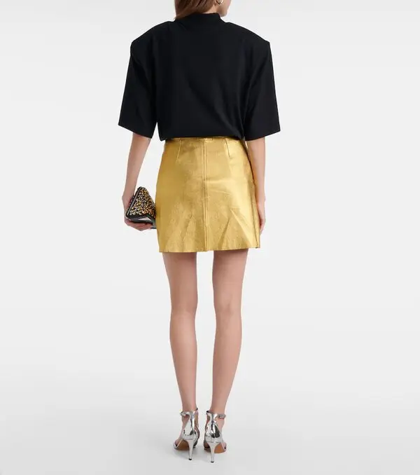 Stouls Lucie 22 Leather Miniskirt - Gold