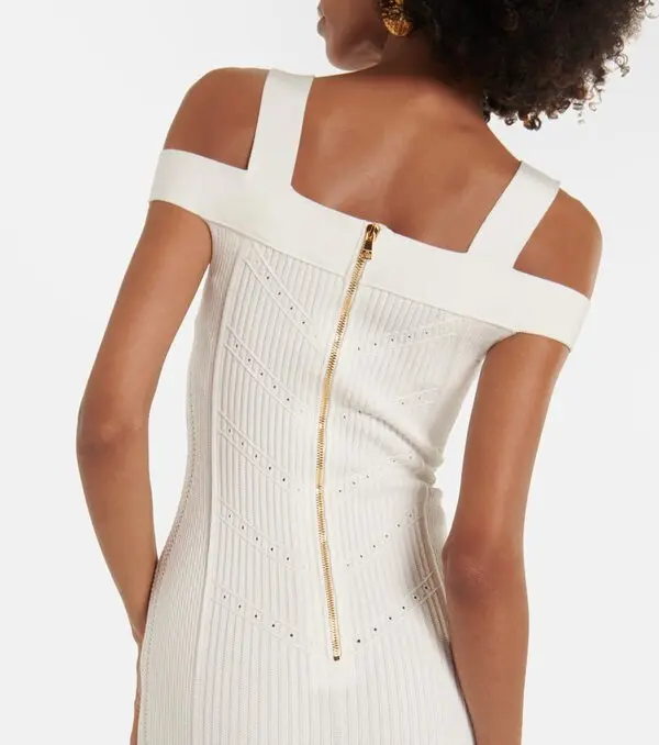 Balmain Ribbed-knit Jersey Midi Dress
