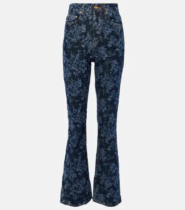 GANNI Printed High-rise Flare Jeans