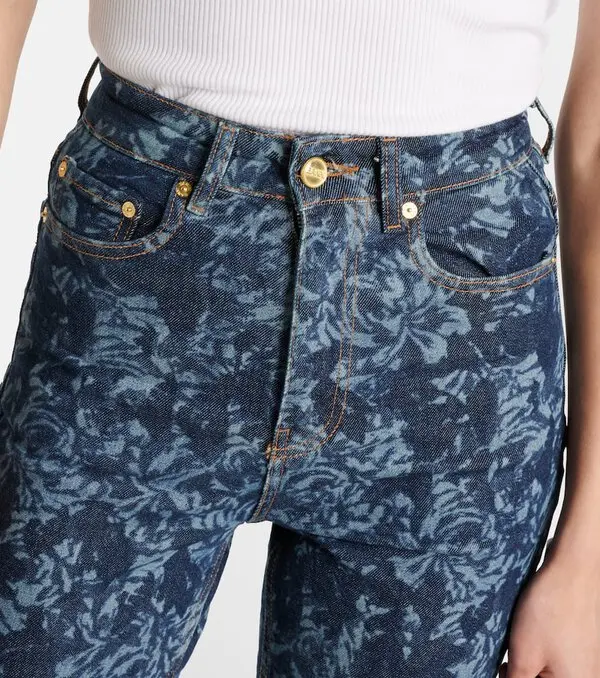 GANNI Printed High-rise Flare Jeans