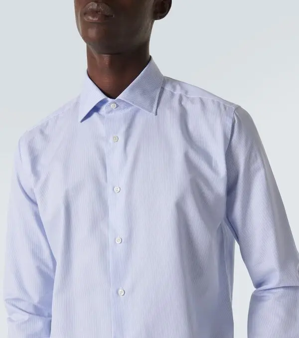 Canali Striped Cotton Poplin Shirt