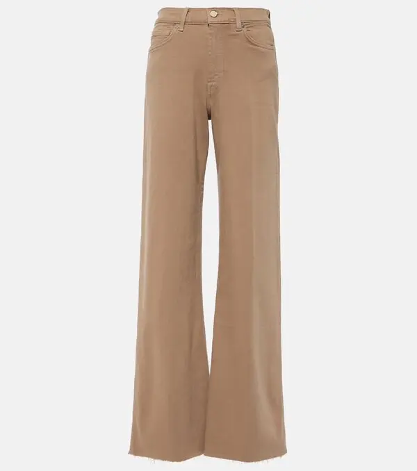 7 For All Mankind Lotta High-rise Wide-leg Jeans - Beige