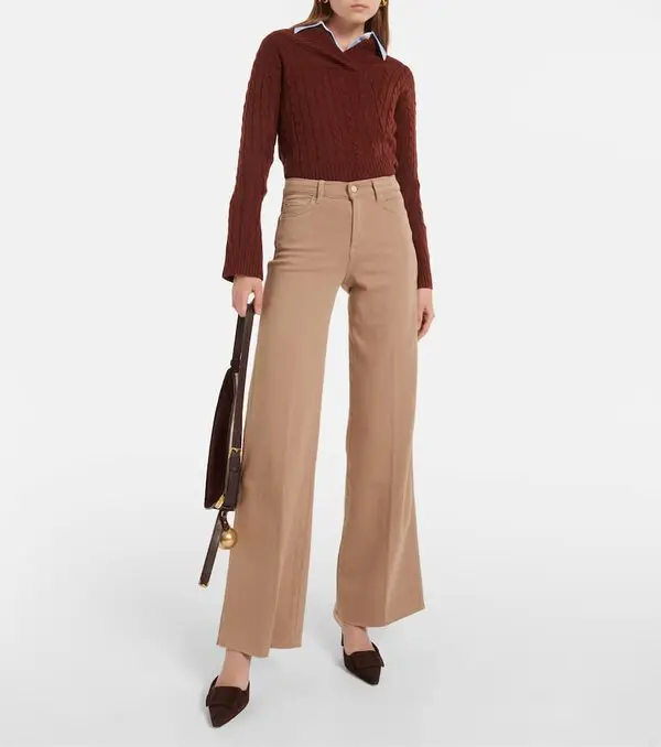 7 For All Mankind Lotta High-rise Wide-leg Jeans - Beige
