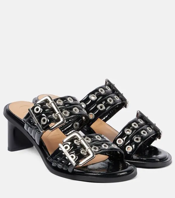 GANNI Quilted Mules - Black