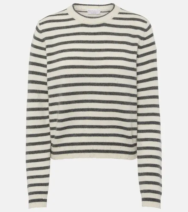 Brunello Cucinelli Striped Cashmere-blend Sweater