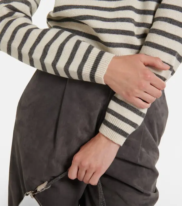 Brunello Cucinelli Striped Cashmere-blend Sweater