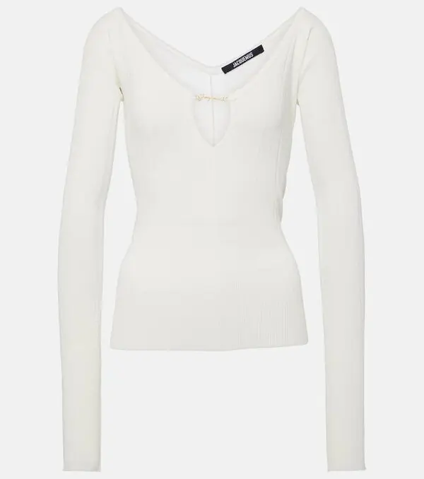 Jacquemus Le Haut Pralù Scalloped Ribbed-knit Top - White