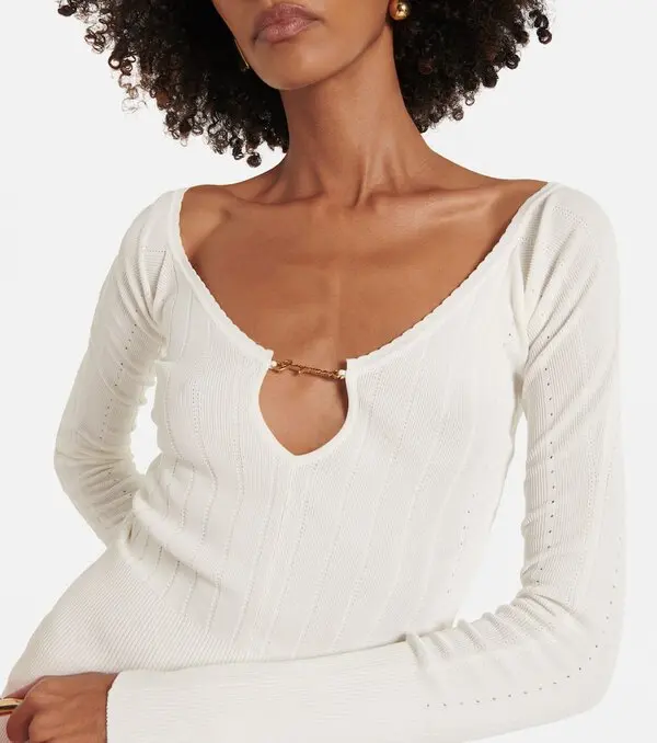 Jacquemus Le Haut Pralù Scalloped Ribbed-knit Top - White