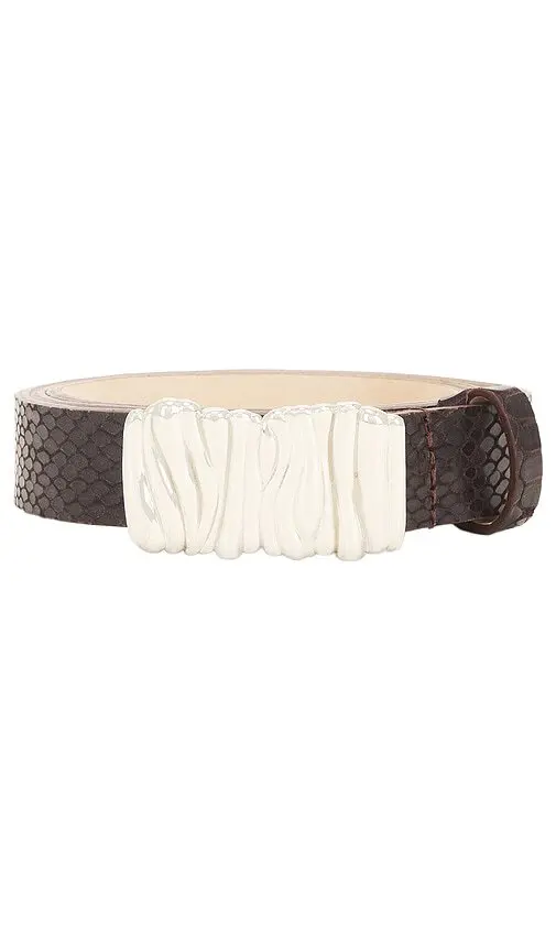 Heaven Mayhem Gaia Croc Belt In Brown In Silver & Brown - 50 