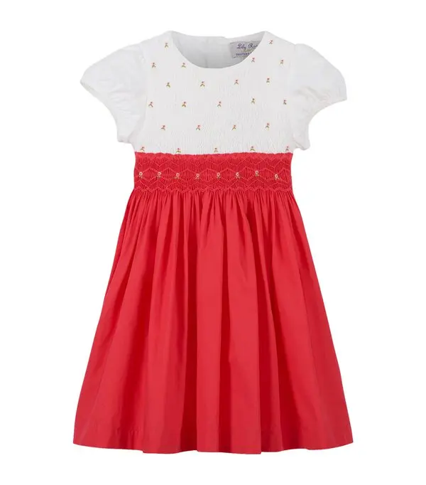 Trotters Willow Rose Hand-smocked Dress - Red