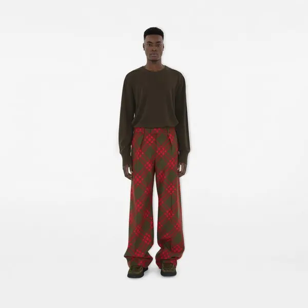 Burberry Check Wool Tailored Trousers - Loch