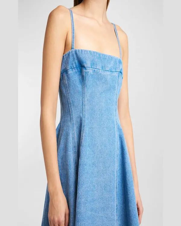 knee length dresses for ladies Marni Denim Midi Balloon Dress in Blue/Black  Hampden Clothing