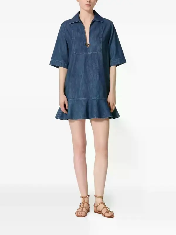 white christmas dresses Madeline Peplum Denim Dress