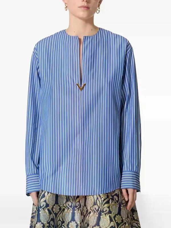 Valentino Garavani Logo-plaque Striped Shirt
