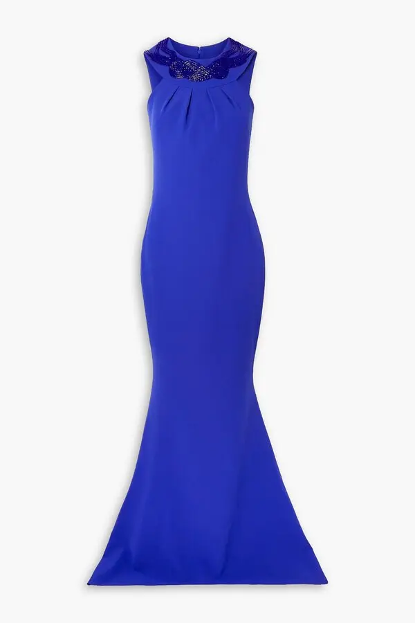 Safiyaa Bead-embellished Crepe Halterneck Gown