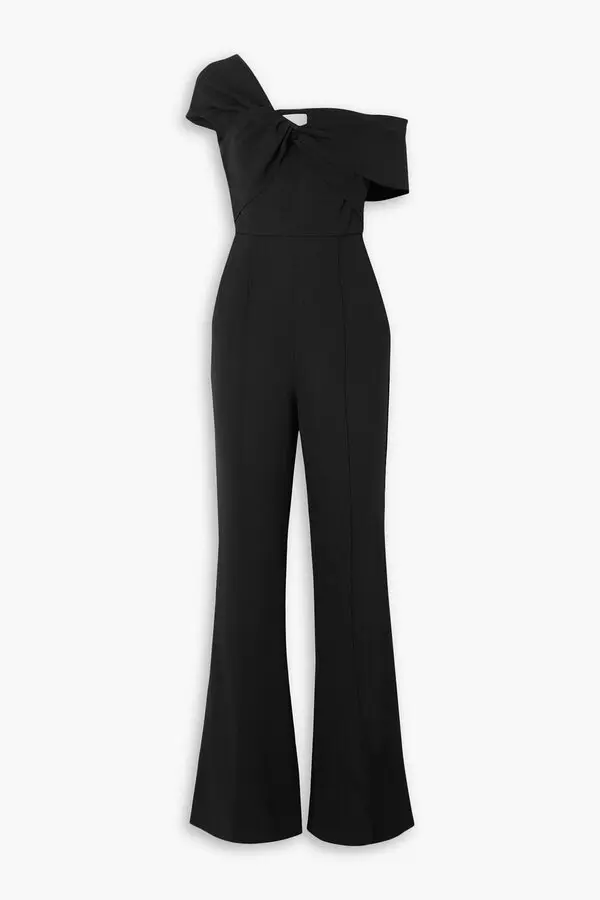 Roland Mouret One-shoulder Stretch-cady Jumpsuit - Black