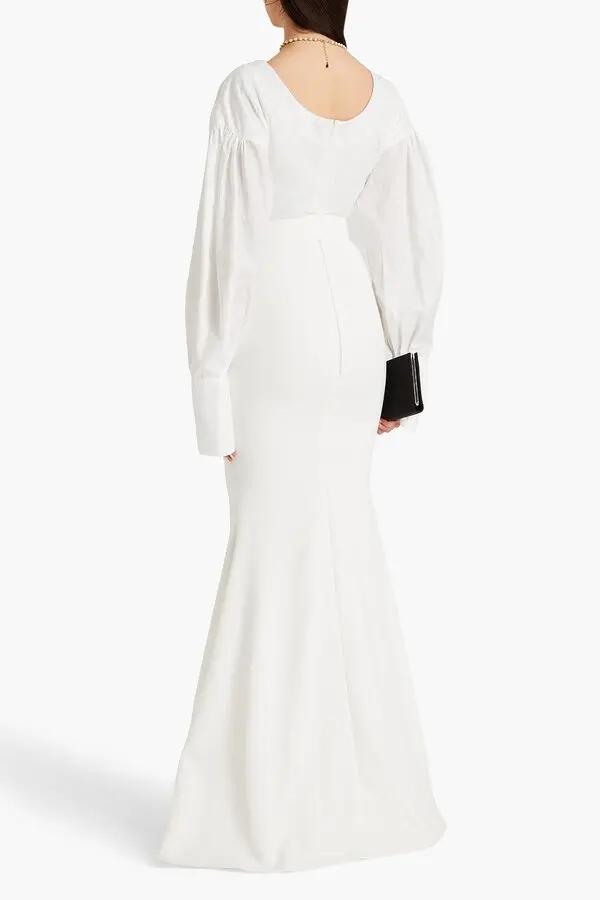RHEA COSTA Gianna Pleated Satin-crepe Gown