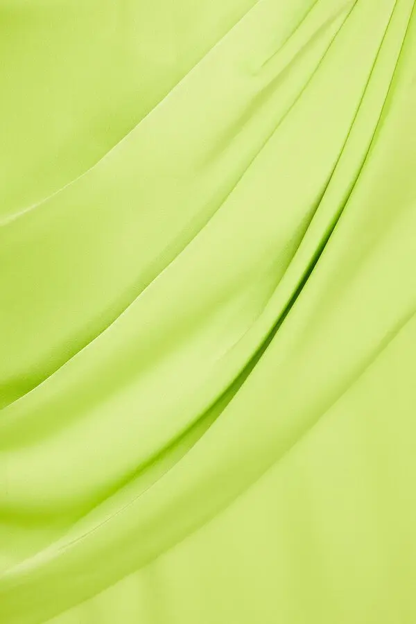 RHEA COSTA Draped Pleated Satin Gown