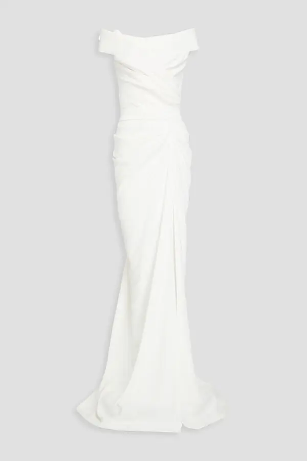 RHEA COSTA Draped Crepe Gown