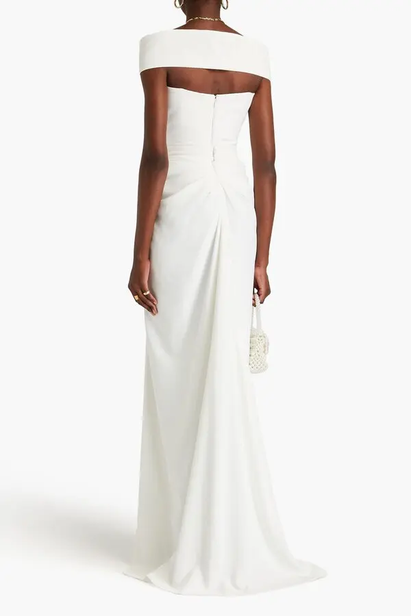 RHEA COSTA Draped Crepe Gown