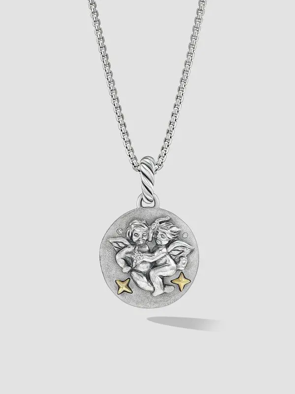 David Yurman Amulet In Sterling With 18k Yellow Gold And Diamonds, 19mm - Gemini