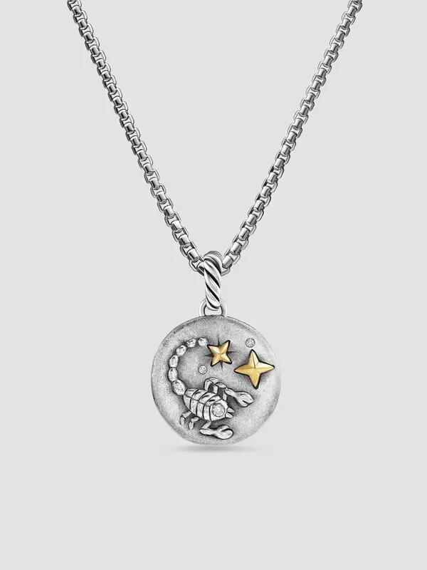 David Yurman Amulet In Sterling With 18k Yellow Gold And Diamonds, 19mm - Scorpio
