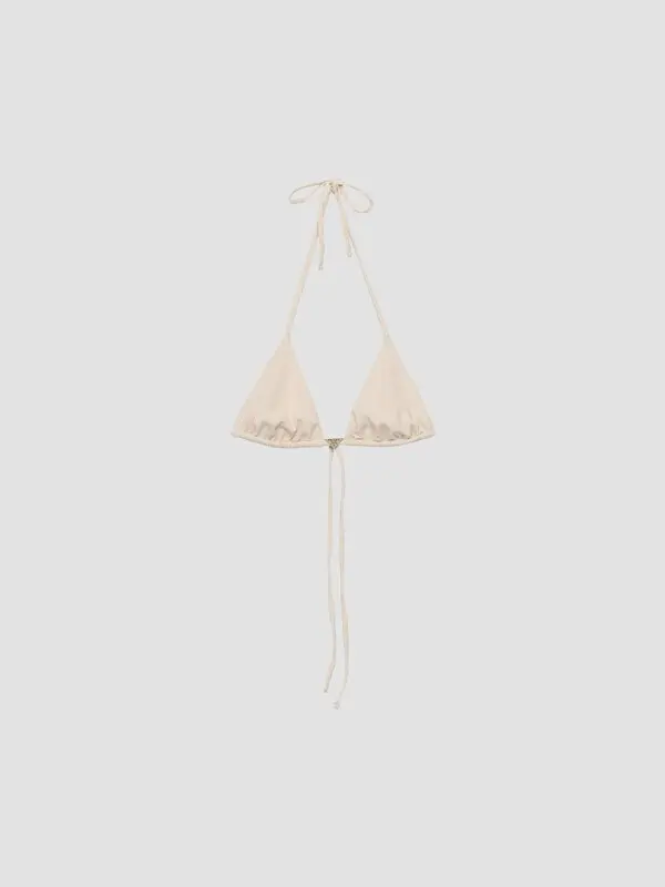 Prada Jersey Triangle Bikini Top With Rhinestones - Pink