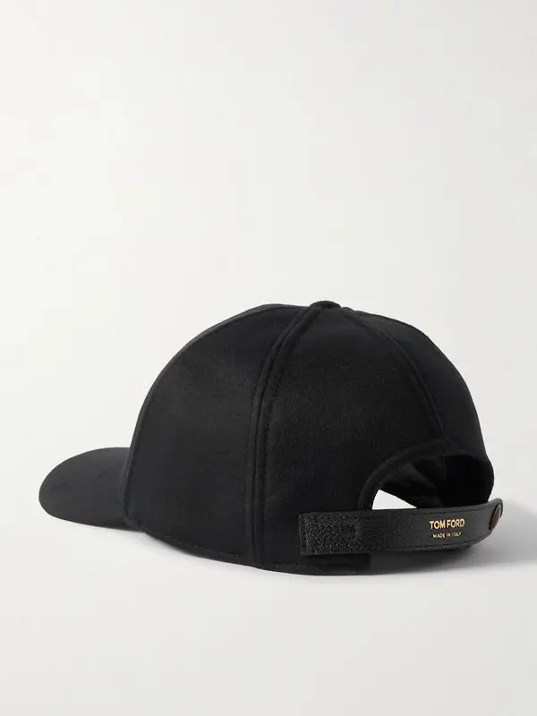 TOM FORD Leather-trimmed Logo-embroidered Cashmere Baseball Cap