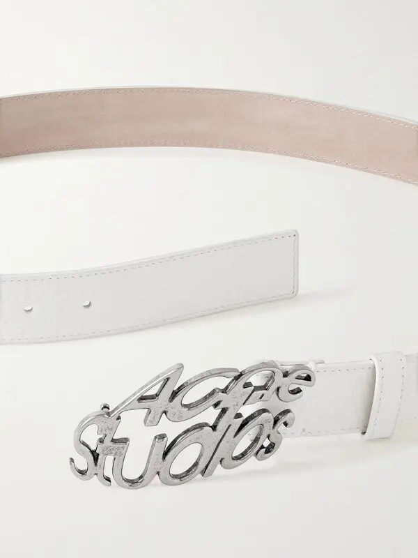 Acne Studios 3cm Full-Grain Leather Belt - White | Editorialist display picture 3